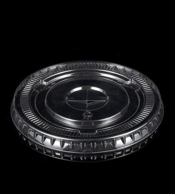 China Disposable 90/92/95/98mm Plastic Flat Lids With Crossed Hole Clear Transparent for sale