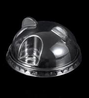 China Transparent Panda Shape PET Clear Dome Lids For Convenient Juice Beverage Drinking for sale