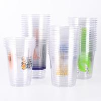 China Recyclable Eco Friendly PET Plastic Cups With Strawless Lids Branded Logo For Tea Usage for sale