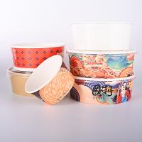China Rigid Salad Disposable Paper Food Packaging Kraft Paper Bowls For Safe Storage for sale