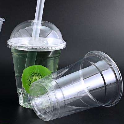 China Portable Convenient 12 Oz Pet Cups 24 Oz Pet Plastic Cups With Straw 90mm Design for sale