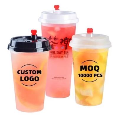 China Disposable Durable PP Plastic Cups Eco Friendly Plastic Bubble Tea Cups For Takeaway for sale