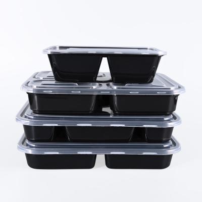 China Disposable Plastic Sushi Food Container Black Base Clear Lid Microwave for sale