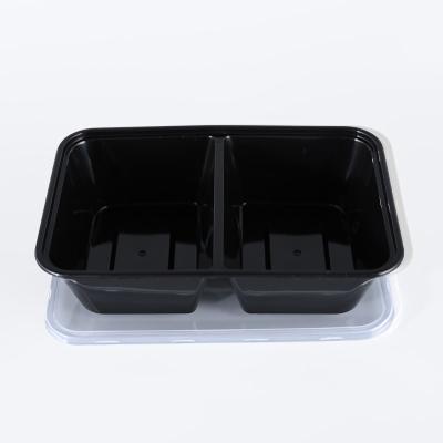 China 2 Compartment Disposable Plastic Food Containers Disposable PP Lunch Box Microwave for sale