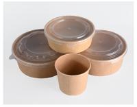 China Rigid Salad Disposable Paper Food Packaging Kraft Paper Bowls For Safe Storage for sale