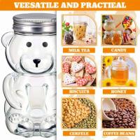 China Hot-Selling 500ml Creative Bear Panda Shaped Plastic Drinks Container Milk Tea PET Juice Beverages Candy Bottle With Screw Cap for sale