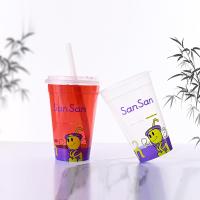 China Logo Custom Food Grade Plastic 1000ML 34 OZ Disposable Hard PP 119mm Caliber Ln-mold Labeling Bubble Milk Tea Cup with Lid for sale