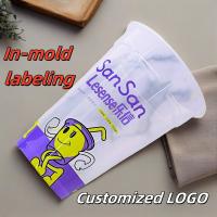 China Logo Custom Food Grade Plastic 1000ML 34 OZ Disposable Hard PP 119mm Caliber Ln-mold Labeling Bubble Milk Tea Cup with Lid for sale