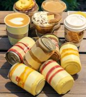 China Wholesale Custom Logo Disposable Food Grade PET Canned Plastic Jars with Easy Open Lid Dessert and Cake Juice Cans for Beverage for sale