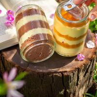 China Wholesale Custom Logo Disposable Food Grade PET Canned Plastic Jars with Easy Open Lid Dessert and Cake Juice Cans for Beverage for sale