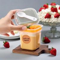 China Custom Ice Cream Fruit Yogurt Smoothie Plastic Cup Mini Disposable Dessert Bucket Cups PET U Shaped Clear Parfait Cups with Lids for sale