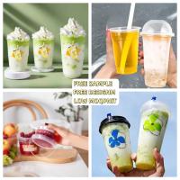 China Custom Ice Cream Fruit Yogurt Smoothie Plastic Cup Mini Disposable Dessert Bucket Cups PET U Shaped Clear Parfait Cups with Lids for sale