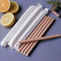 China Wholesale Eco-Friendly 6mm*197 210 230 240mm Biodegradable Kraft Paper Straw Disposable Drinking Straw Wrapped Natural Material for sale