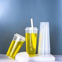 China Fashion New Triangle Shaped Disposable Clear 500ml 700ml PP Cold Drink Bubble Milk Tea Boba Disposable Plastic Cups with Logo for sale