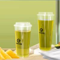 China Fashion New Triangle Shaped Disposable Clear 500ml 700ml PP Cold Drink Bubble Milk Tea Boba Disposable Plastic Cups with Logo for sale