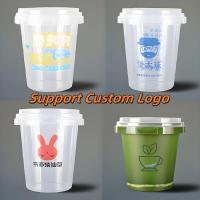 China 2025 OEM/ODM 32 Oz Bucket Cup Boba Fruit Bubble Tea Buckets Cups With Lid Thick Portable Fruit Bucket Transparent With Handle for sale