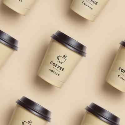 China Customize Logo Disposable Biodegradable Coffee Paper Cup Double Ripple Wall Paper Cup for Hot Drinks With Lid and Sleeve for sale
