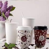 China Customize Logo Disposable Biodegradable Coffee Paper Cup Double Ripple Wall Paper Cup for Hot Drinks With Lid and Sleeve for sale