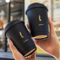 China Customize Logo Disposable Biodegradable Coffee Paper Cup Double Ripple Wall Paper Cup for Hot Drinks With Lid and Sleeve for sale