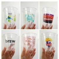 China Lesense Custom logo Print Caliber 90mm 12/16/24 oz PET Plastic Cups for Cold Drink Beverages for sale