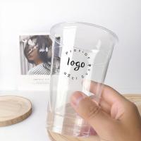 China Lesense Custom logo Print Caliber 90mm 12/16/24 oz PET Plastic Cups for Cold Drink Beverages for sale