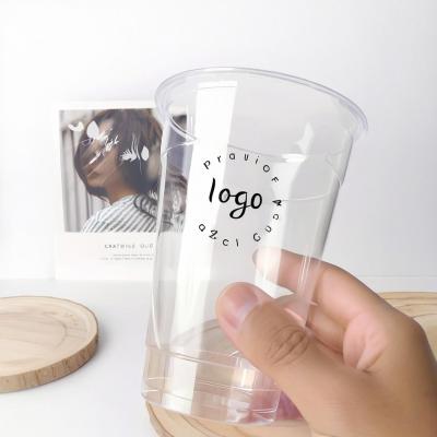 China Lesense Custom logo Print Caliber 90mm 12/16/24 oz PET Plastic Cups for Cold Drink Beverages for sale