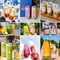 China OEM Clear Drink Cans Soda Can With Logo Screen Printed Plastic Can Drinking Bottle With Lids for sale