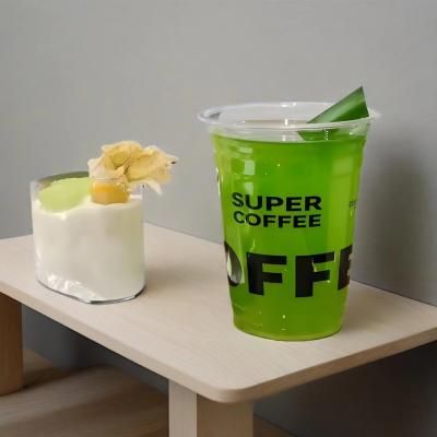 China OEM/ODM Take Away Cups Custom Logo Disposable Clear Plastic PET Cups with Lid for sale