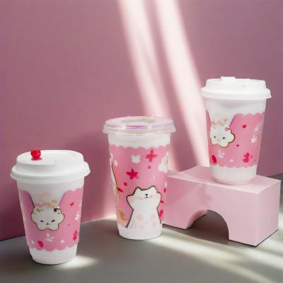China Clear PET Disposable Plastic Cold Drink Coffee Bubble Tea Tea Cups With Lids for sale