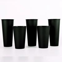 China New Design Black Frosted Injection Cup 90mm Milktea Cup Coffee Take Away Cup Custom Printed for sale