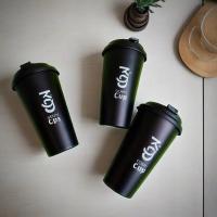 China New Design Black Frosted Injection Cup 90mm Milktea Cup Coffee Take Away Cup Custom Printed for sale