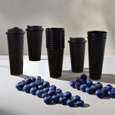 China New Design Black Frosted Injection Cup 90mm Milktea Cup Coffee Take Away Cup Custom Printed for sale