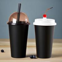 China New Design Black Frosted Injection Cup 90mm Milktea Cup Coffee Take Away Cup Custom Printed for sale