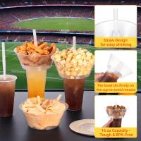 China 500ml 600ml 700ml Plastic 2 in 1 Snack and Drink Cup PP Container Cup With Snack Bowl for sale