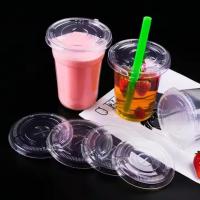 China 98mm Clear 16 oz Cups Disposable Plastic Transparent Cup Lids for Coffee Milkshake Ice Cream for sale
