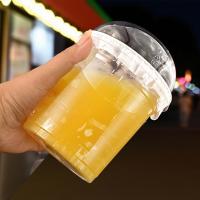 China Personalized Disposable Clear Plastic Cup with Dome Lid PET Ice Cream Plastic Cold Drink Cups for sale