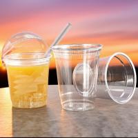 China Personalized Disposable Clear Plastic Cup with Dome Lid PET Ice Cream Plastic Cold Drink Cups for sale