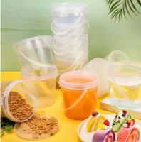 China 1000ml 32oz Disposable Cup Plastic Buckets with Lid and Handle for Fruit Beverage Packaging for sale