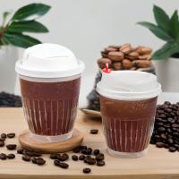 China Custom 260ml 360ml Disposable Ice Cream Coffee Cups Corrugated Disposable PP Plastic Cold Drink Cup With Lids for sale