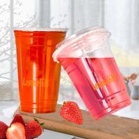 China Custom Printed Logo Clear 16oz 32oz 98mm PET Transparent Disposable Cold Drink Plastic Cups for sale