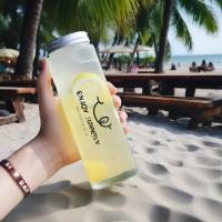 China French Square Plastic Juice Bottle 20OZ Beverage Fruit Juice Easy Open Lid Tamper Proof Cap for Energy Drinks for sale