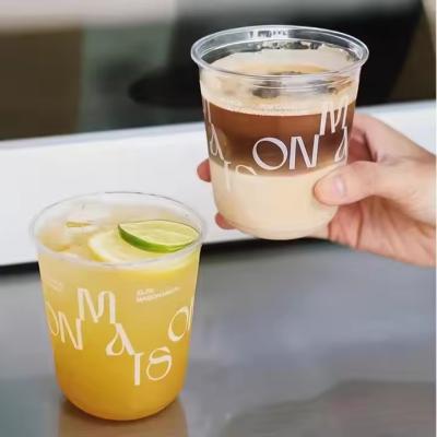 China Factory Custom Printing logo Disposable Plastic Cups Soft clear Bubble Boba Tea Plastic Cup with Lid for sale