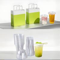 China Lesense Custom Logo Disposable Clear Cups With Lid Cold Drink Milk Tea Soda PET Material Plastic Cups for sale