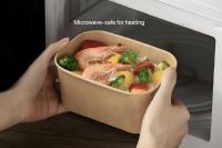 China Factory Sale Paper Food Contain Disposable Rectangular Square Kraft Paper Salad Bowl Take Away Paper Bowl for sale