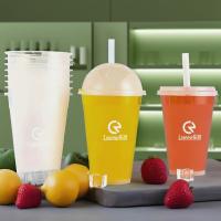 China Wholesale Custom logo Smoothie PP Hard Plastic Cup with love Stopper Plastic Lid for sale