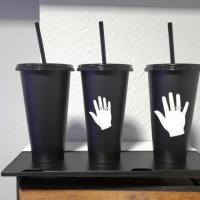 China 24 oz Black PP Cup Reusable Cold Water Drink Coffee Mug Tumbler Plastic Cups with Lids and Straws for sale