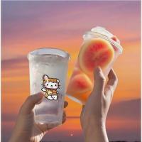 China 1000ML 34 OZ Disposable Hard PP 119mm Caliber Ln-mold Labeling Bubble Milk Tea Cup with Lid for sale