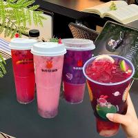 China PP Material 108 Caliber 1000ml Torch Shaped Milk Tea Plastic Cup Manufacturer's with Customizable Logo for sale