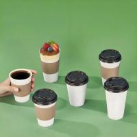 China Coffee Paper Cups with Lid Custom Printed Degradable 12oz 16oz Double Wall Paper Cups for Hot Drinks for sale
