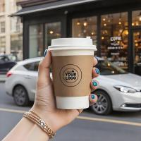 China Coffee Paper Cups with Lid Custom Printed Degradable 12oz 16oz Double Wall Paper Cups for Hot Drinks for sale